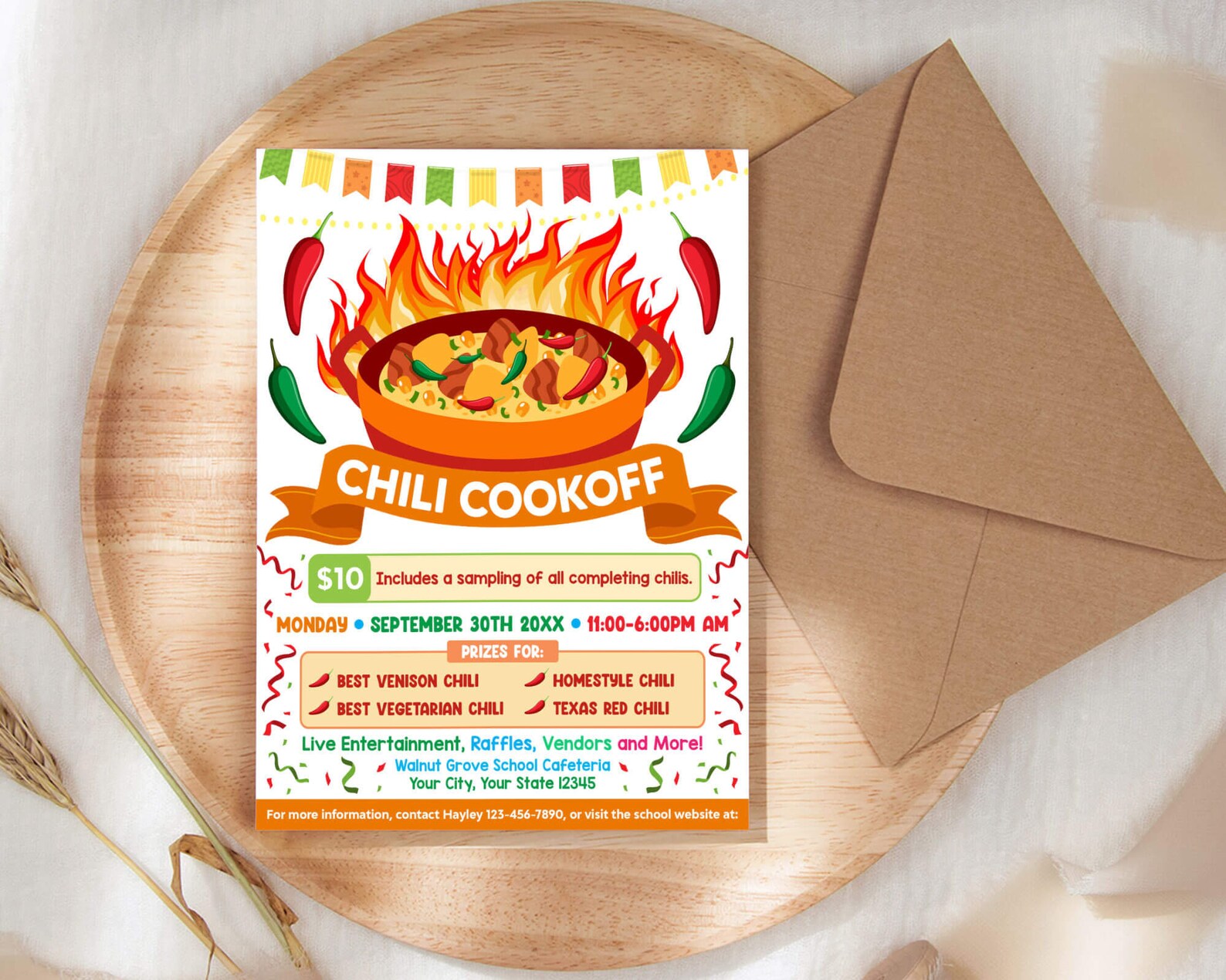 Chili Cookoff Fundraiser Flyer, Chili Cook off Contest Poster, PTA PTO ...