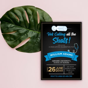 Male or Female Nursing Graduation Invitation Instant Download BLACK ...