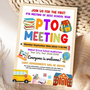 PTO PTA Meeting Template, Back to School Flyer, Editable Coffee Meeting ...