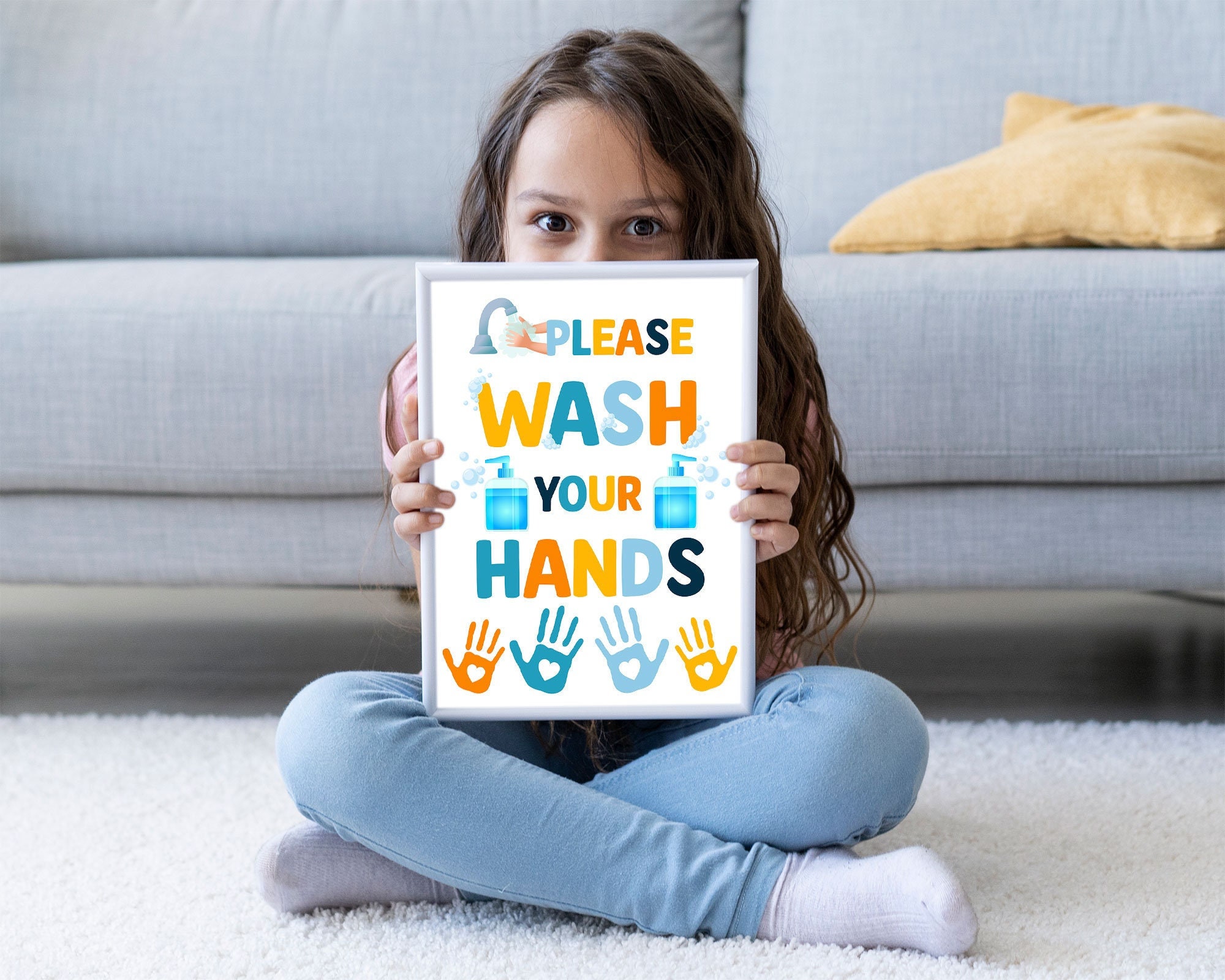 Printable Wash Your Hands Sign, PDF Bathroom Rules Sign, School Nurse ...