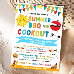 Editable Summer BBQ Invitation, Summer Party Invite, Summer Barbeque ...