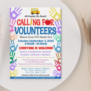 School PTO PTA Volunteer Recruitment Flyer, School Volunteer Flyer ...