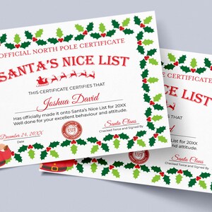 Editable Christmas Nice List Certificate Instant Download, Christmas ...