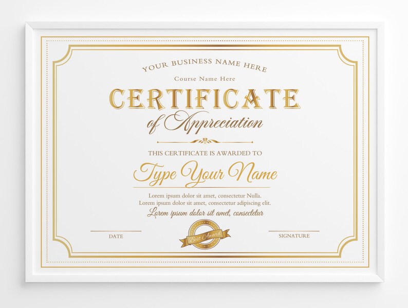 Editable Certificate of Appreciation Custom Award Certificate - Etsy