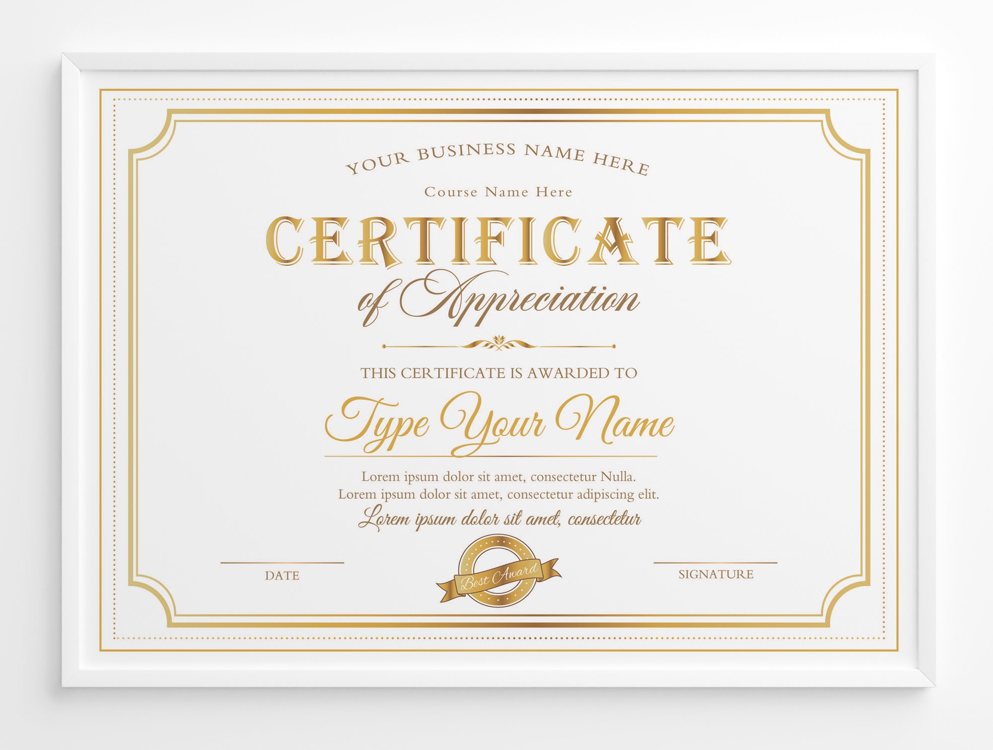 Editable Certificate of Appreciation Custom Award Certificate - Etsy