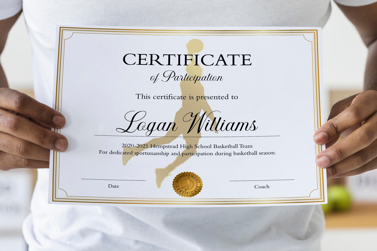 Downloadable Basketball Certificate Template, Basketball Participation ...