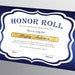 Editable Honor Roll Certificate Template, Royal Blue School Award ...