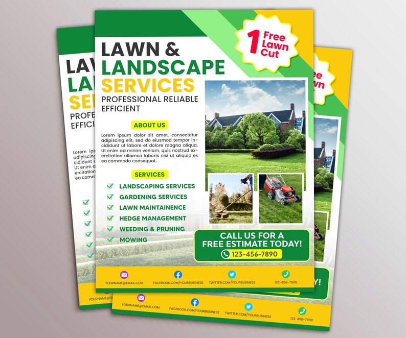 Editable Lawn and Landscaping Flyer and Business Card Bundle - Etsy