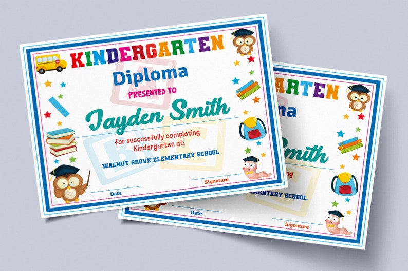 Editable Kindergarten Diploma Template Kinder Diploma - Etsy