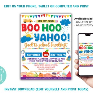 Editable Boo Hoo Breakfast Flyer Invitation, Back to School Breakfast ...