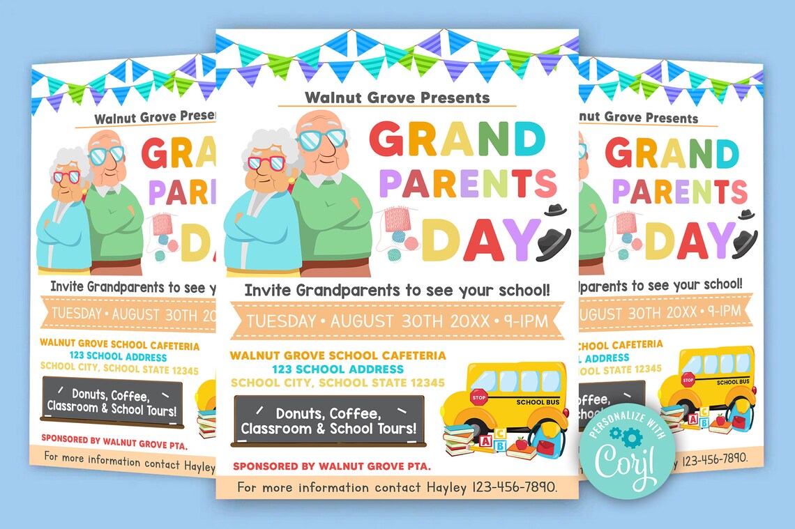 EDITABLE Grandparents Day Invite Template, Family School Printable ...