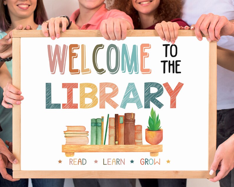 Printable Welcome Library School Sign PDF Classroom Decor - Etsy