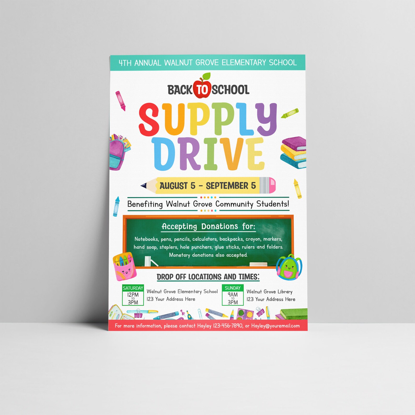 Editable School Supply Drive Flyer Colorful Back to School - Etsy