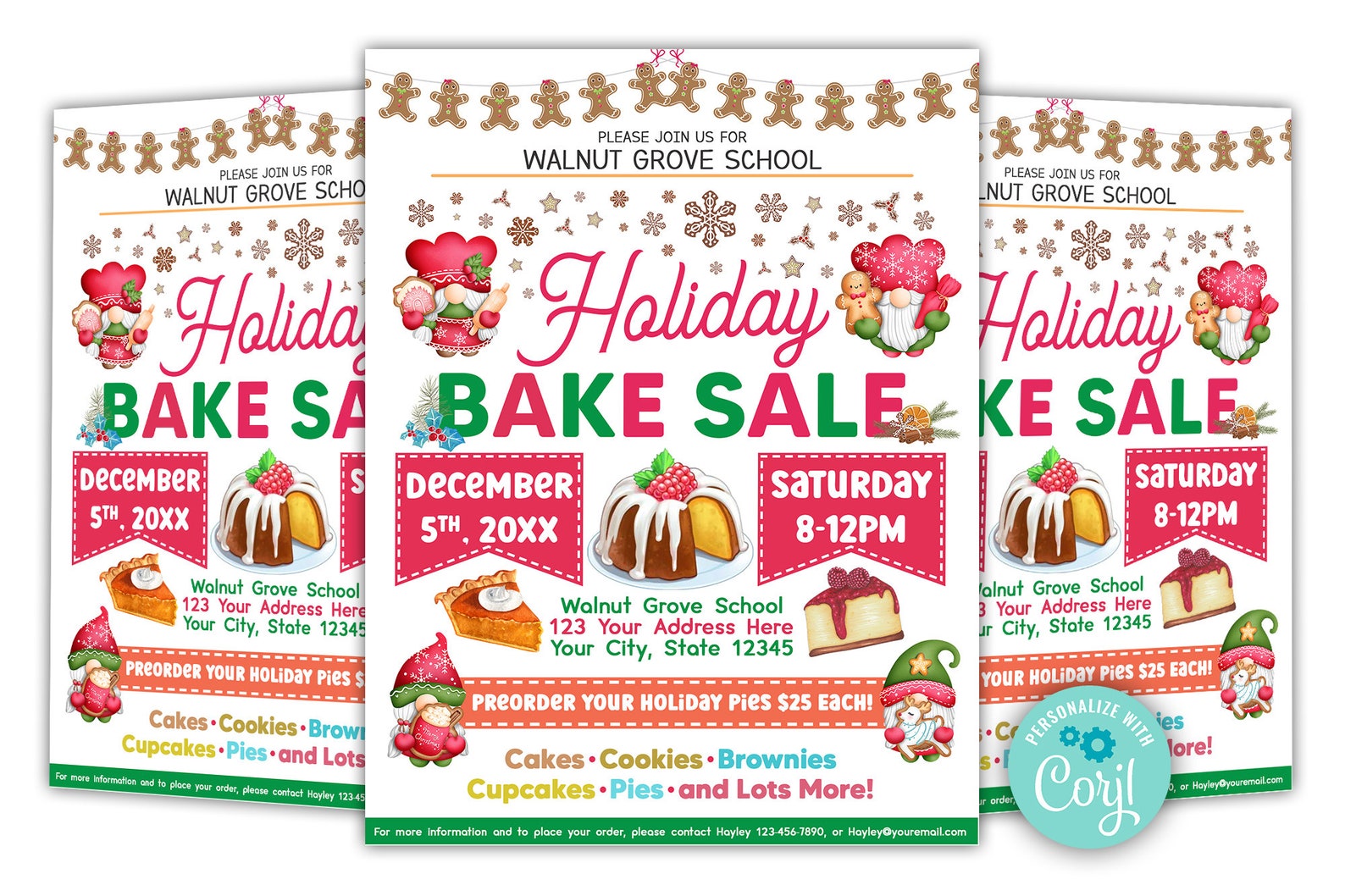 Editable Holiday Bake Sale Flyer School Fundraiser Event - Etsy