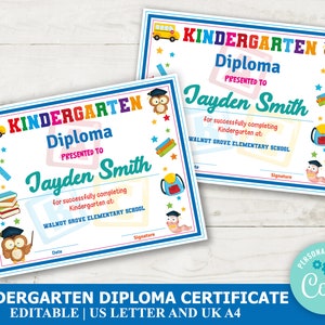Editable Kindergarten Diploma Template, Kinder Diploma Template ...
