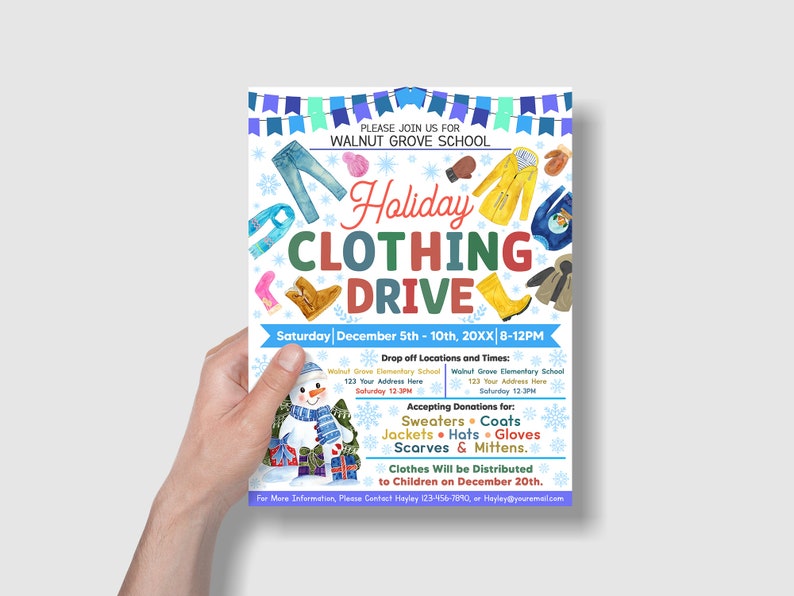 Editable Winter Clothing Drive Flyer, Printable PTA PTO, Cold Weather ...