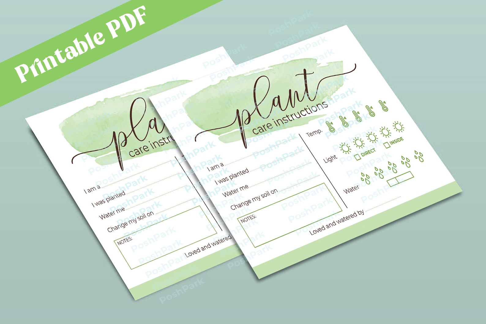 Printable PDF Plant Care Card, Plant Care Template, Multi Use Plant ...