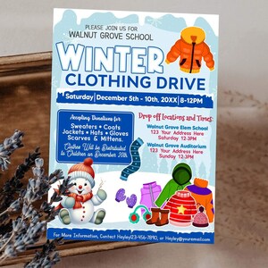 Editable Winter Clothing Drive Flyer Template Holiday Charity - Etsy