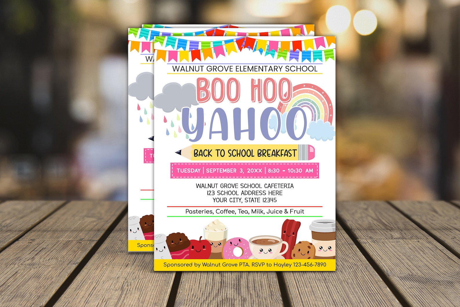 EDITABLE Boo Hoo Yahoo Back to School Breakfast Flyer PTA PTO - Etsy