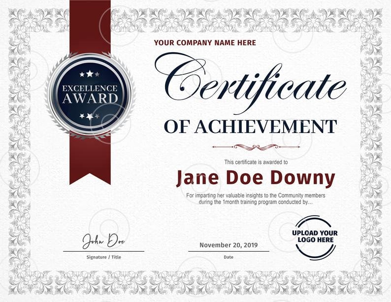 EDITABLE Certificate of Achievement Template BUNDLE Printable - Etsy