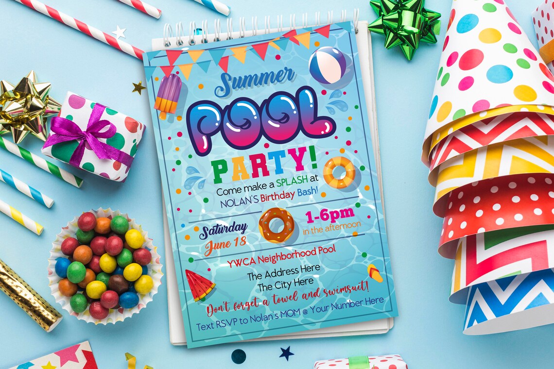 Pool Party Invitations for Kids Pool Party Invitation - Etsy