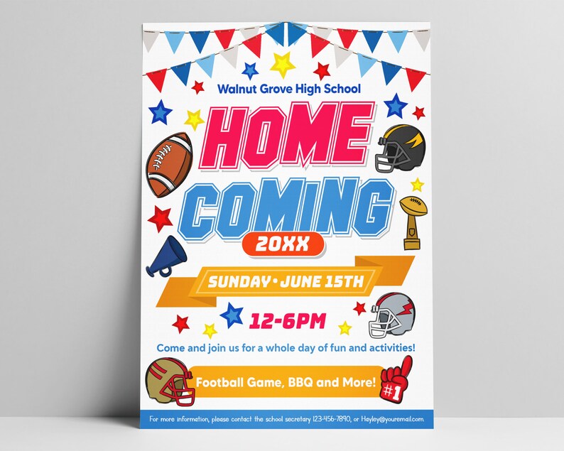 Editable Home Coming Flyer Template, School PTO PTA Fundraiser Event ...
