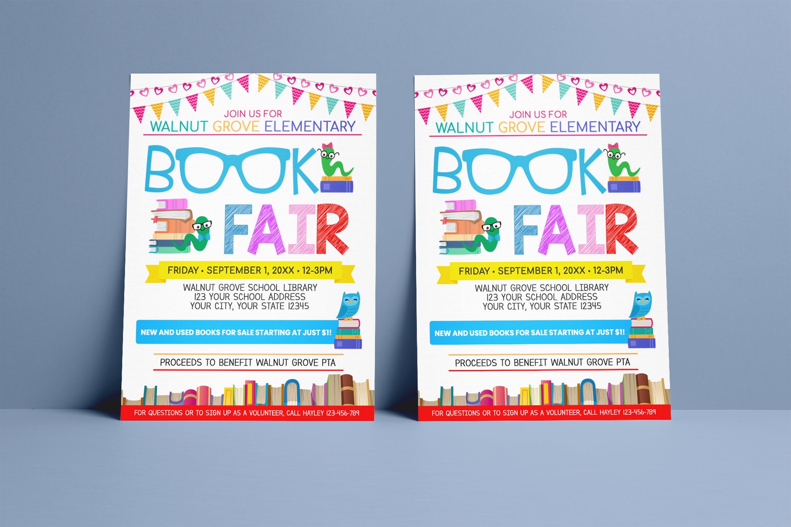 Editable Book Fair Flyer Template, Colorful School Fundraiser ...