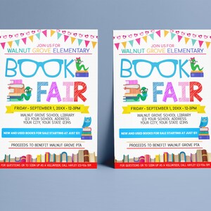 Editable Book Fair Flyer Template, Colorful School Fundraiser ...
