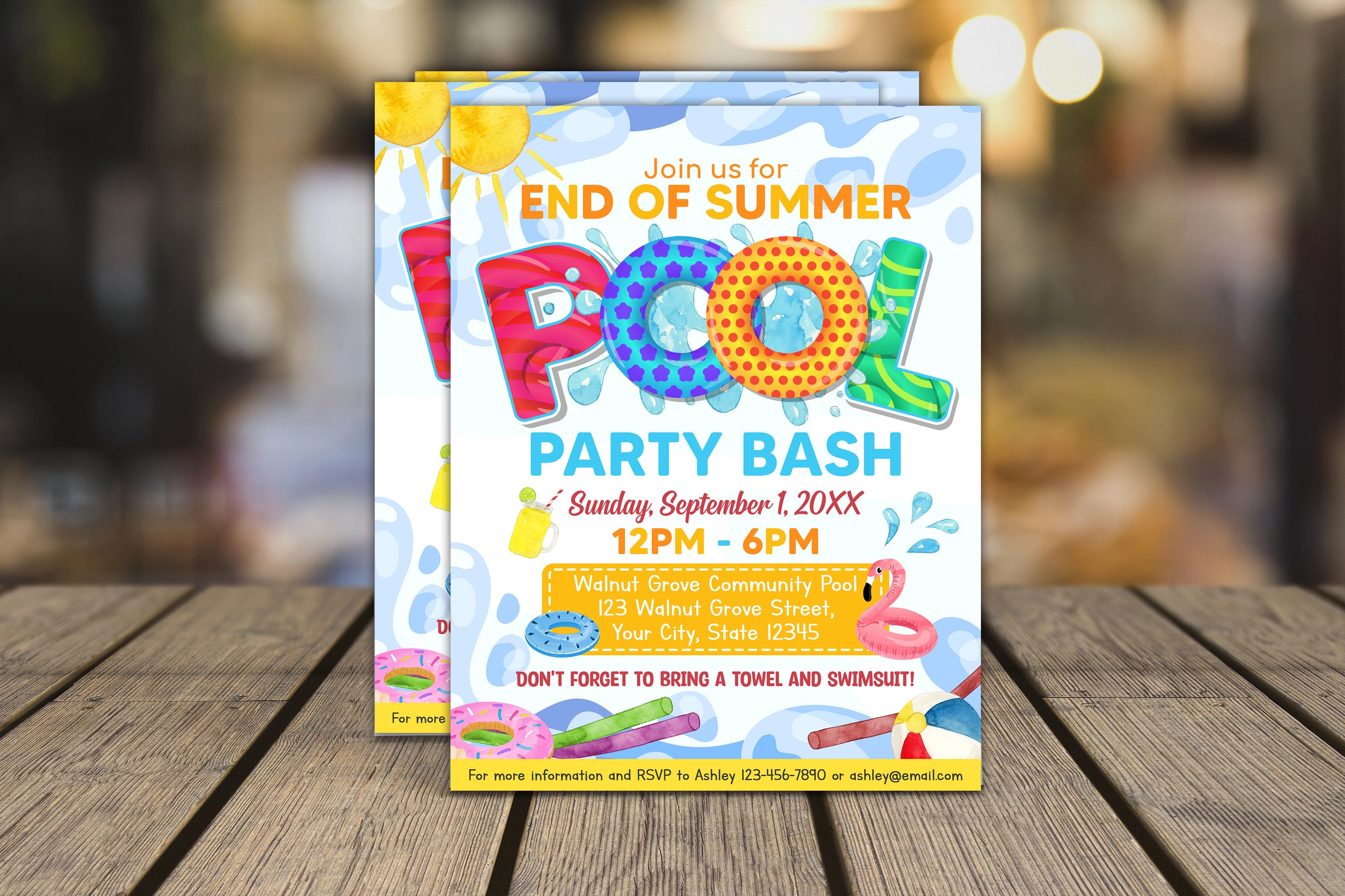 EDITABLE End of Summer Pool Party Invitation, Back to School Pool Party ...