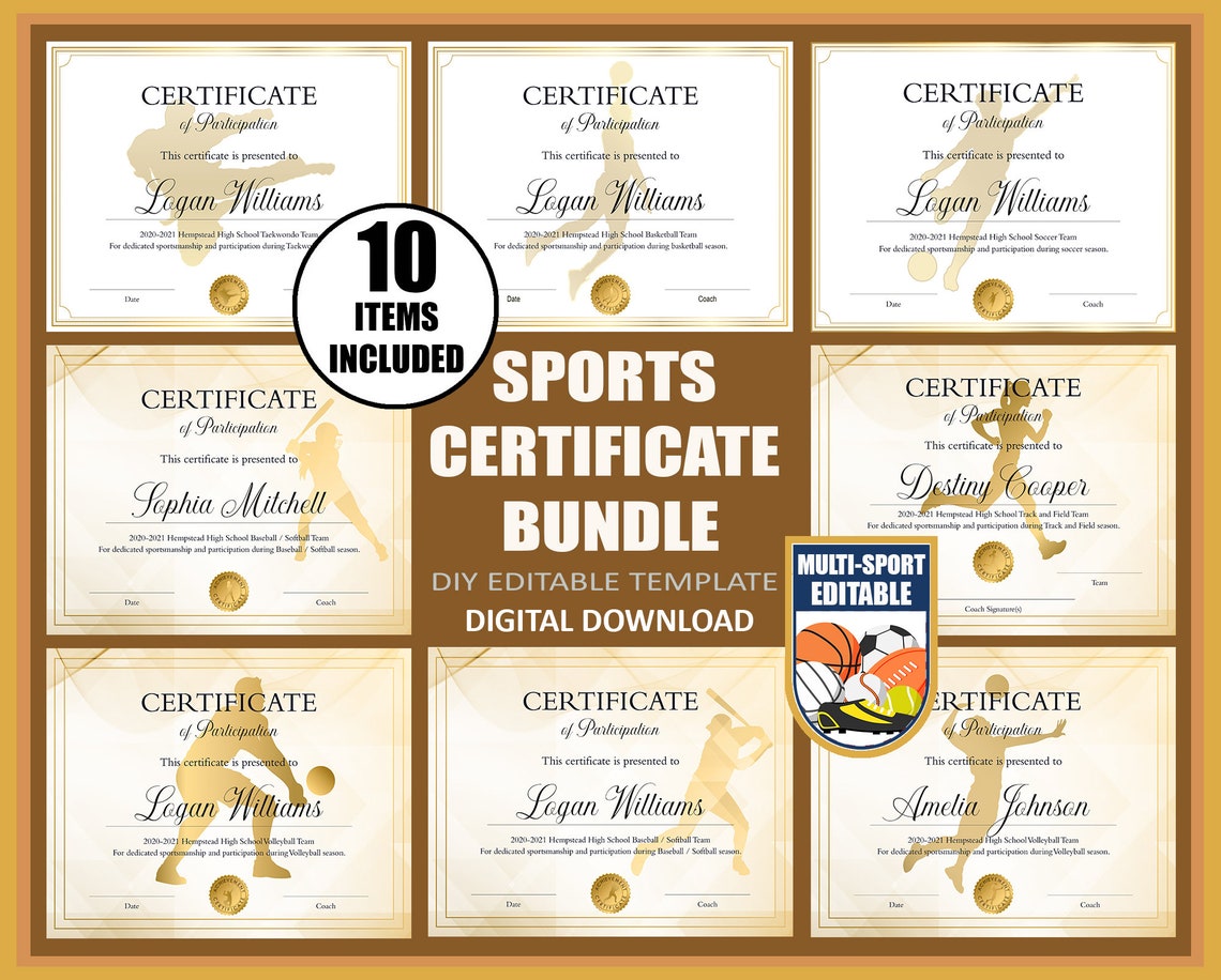 Editable Multi-sport Certificate Bundle End of Season Sport - Etsy