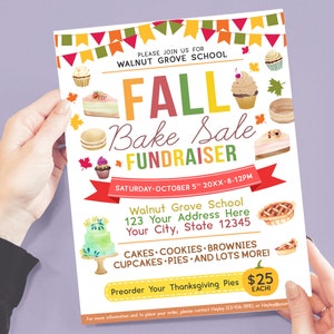 Editable Fall Bake Sale Flyer, Printable Halloween Invite, Community ...