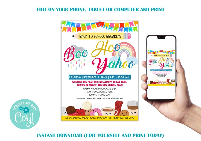 EDITABLE Boo Hoo Yahoo Back to School Breakfast Flyer Back to - Etsy