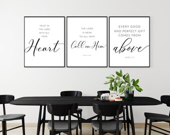 Bible Verse Wall Art Gallery Set | Etsy