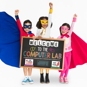 Printable Welcome to the Computer Lab Black, PDF School Computer Lab ...