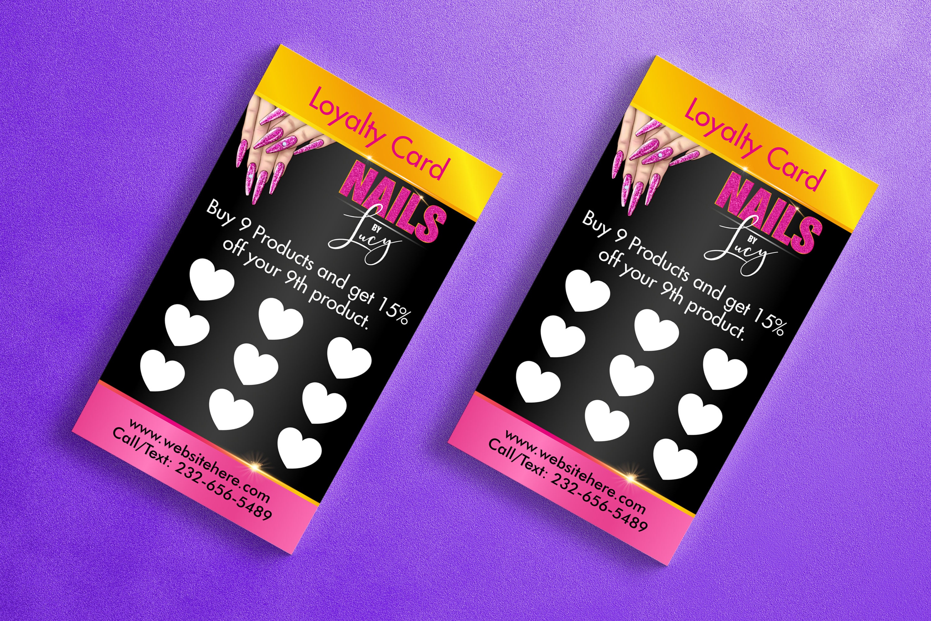 Nail Salon Loyalty Card Template Nail Tech Loyalty Cards | Etsy