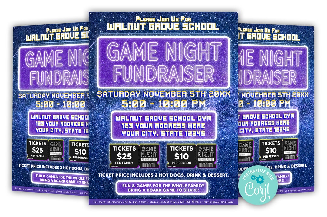 Editable Game Night Flyer Template, Family Game Night Invitation, DIY ...