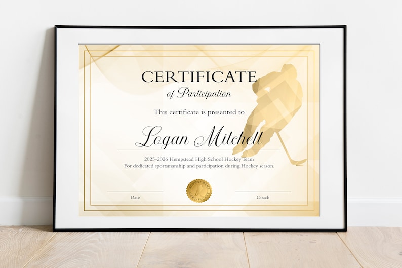 Editable Hockey Certificates Printable Hockey Award | Etsy