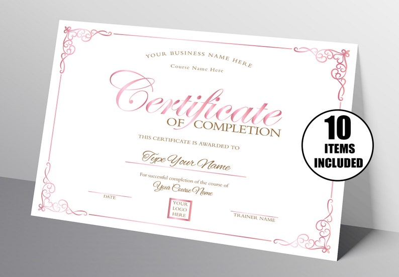 Editable Certificate of Completion Template Bundle Multi | Etsy