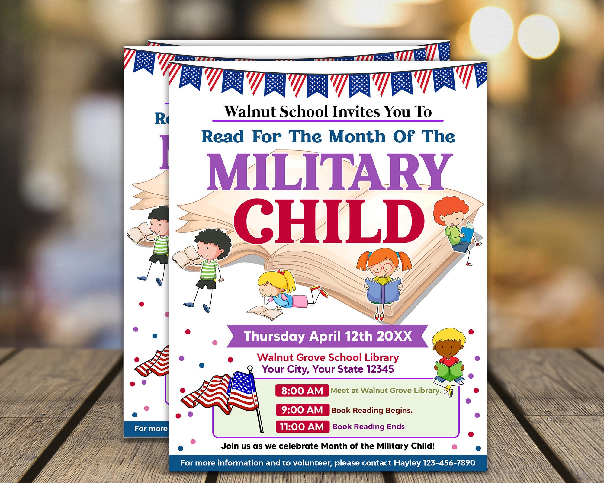 Editable Read for the Month of the Military Child Flyer, PTO PTA School ...