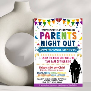 Editable Parents Night Out Flyer Template, School Family Fundraiser ...
