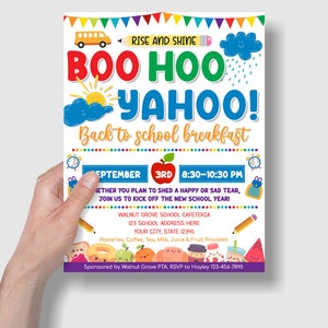 Editable Boo Hoo Breakfast Flyer Invitation, Back to School Breakfast ...