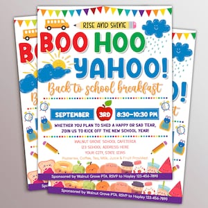 Editable Boo Hoo Breakfast Flyer Invitation, Back to School Breakfast ...