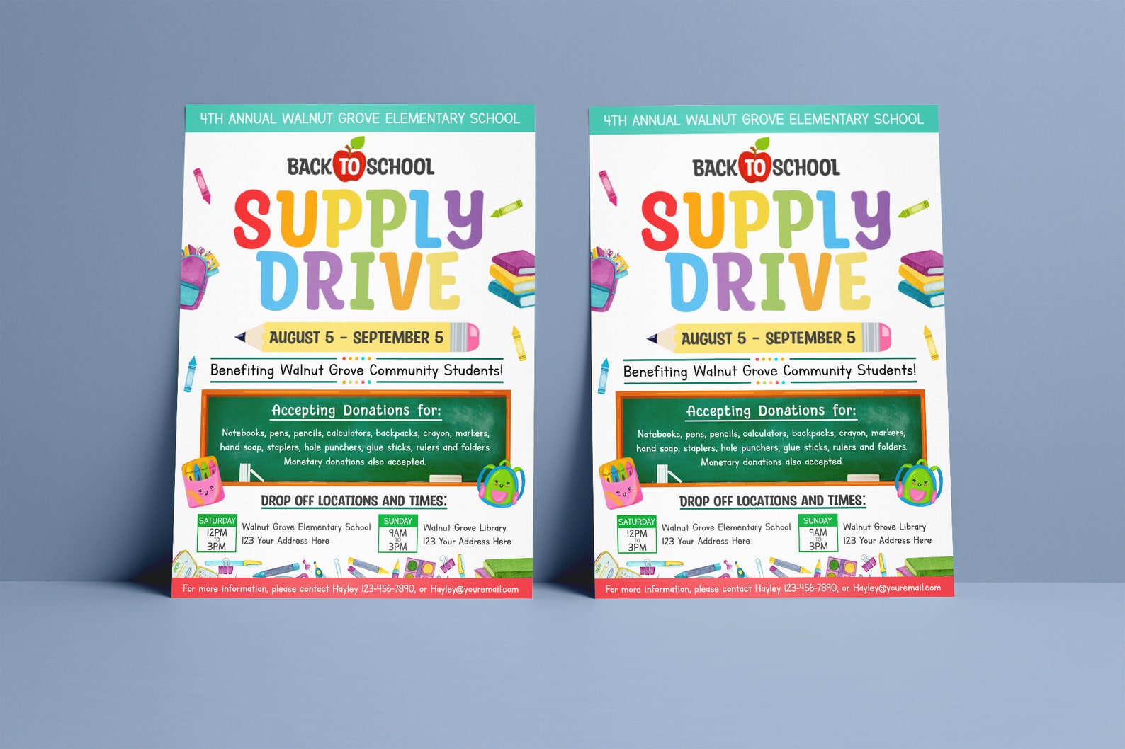 Editable School Supply Drive Flyer Colorful Back to School - Etsy