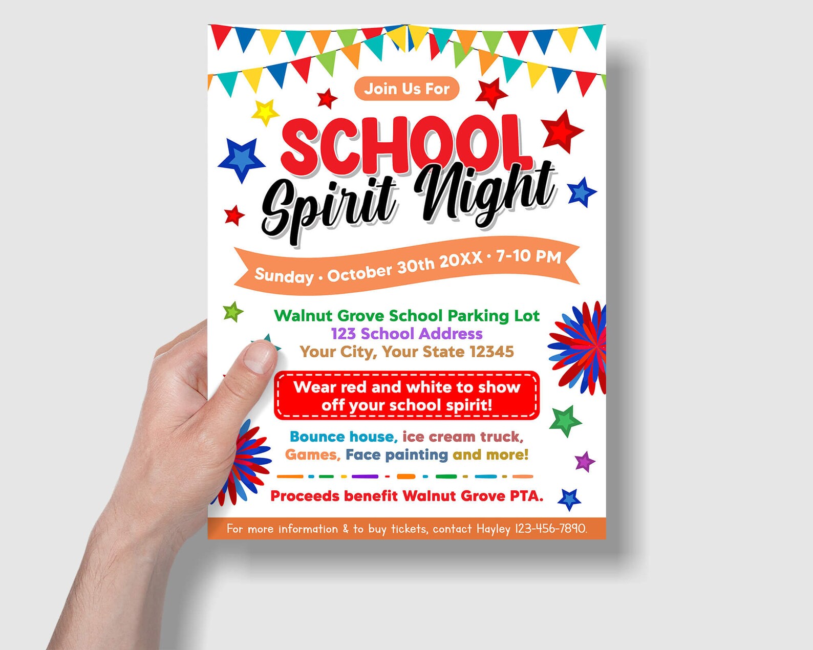 Editable School Spirit Flyer Template, School PTO PTA Fundraiser Event ...