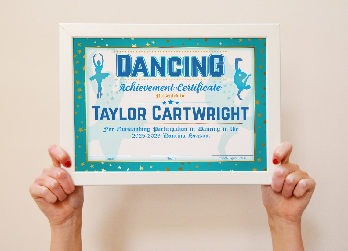 EDITABLE Dancer Certificate Dancing Award Dance Recital - Etsy