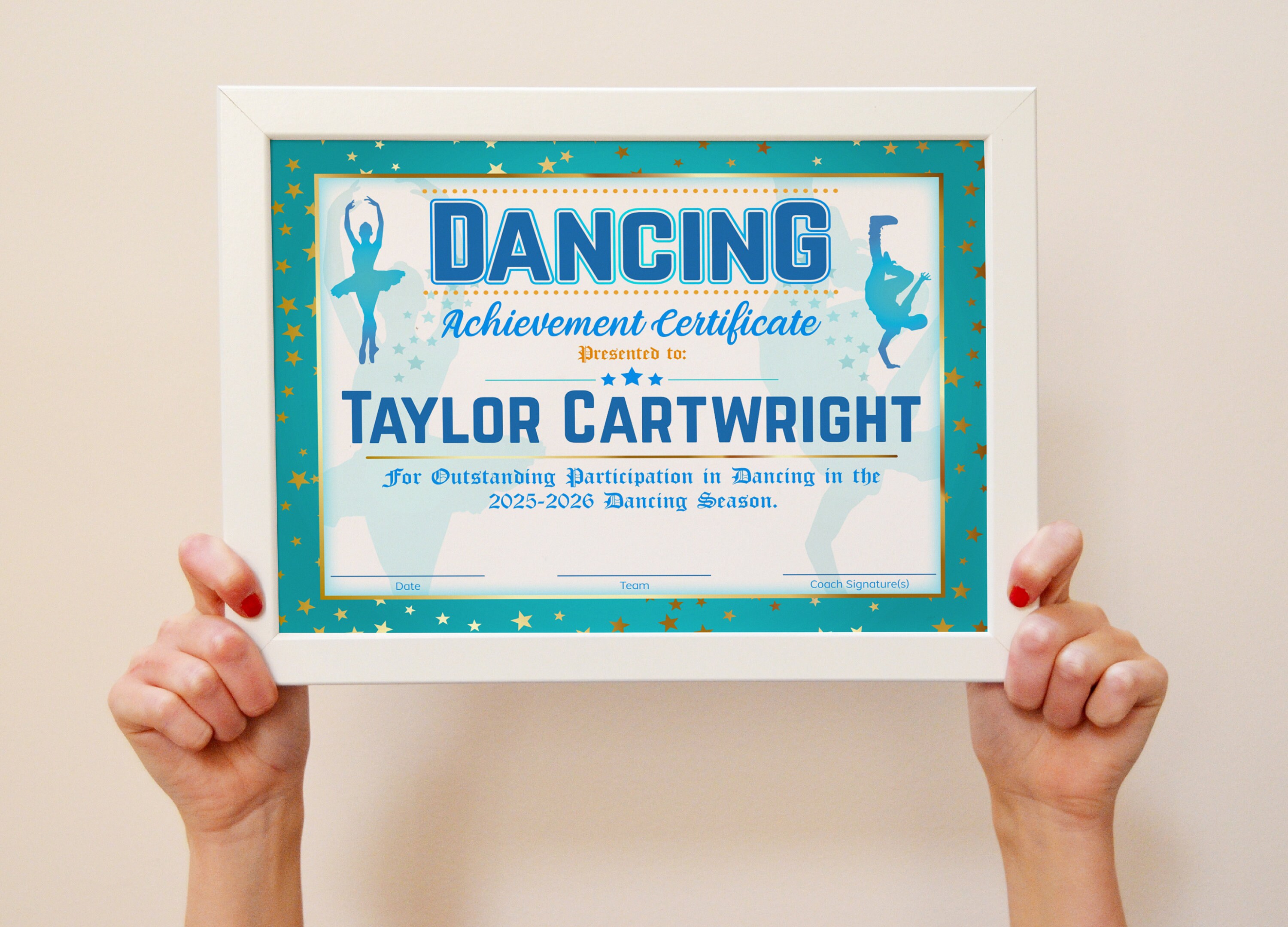 EDITABLE Dancer Certificate Dancing Award Dance Recital | Etsy