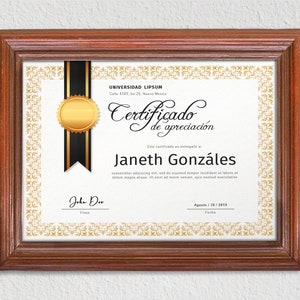 Certificado De Apreciación EDITABLE Elegant Design School Office Award ...