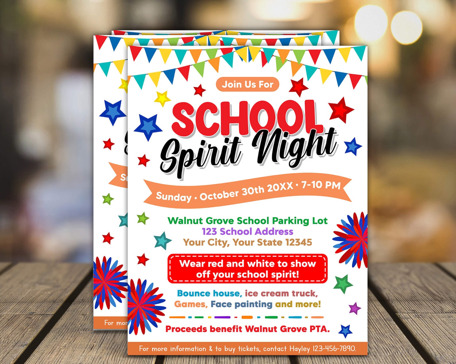 Editable School Spirit Flyer Template, School PTO PTA Fundraiser Event ...