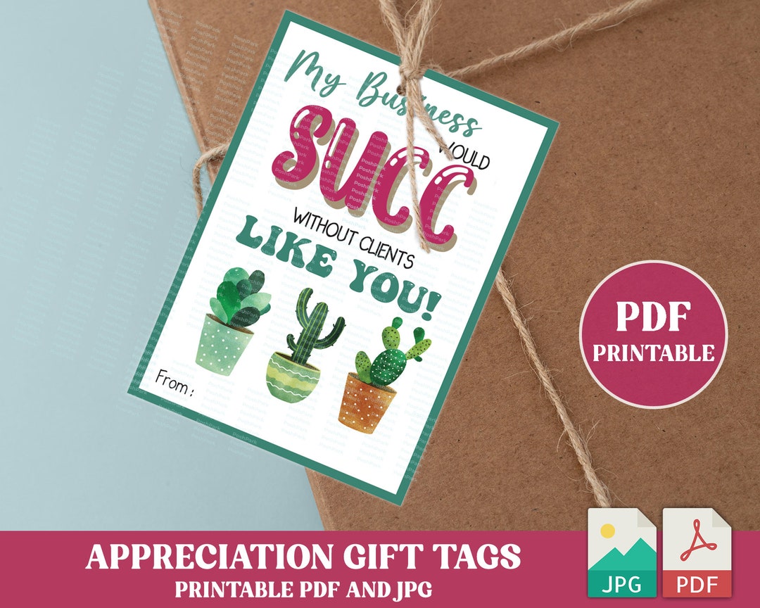 PDF Succulent Gift Tag, Printable Realtor Pop Bys Tag, My Business ...
