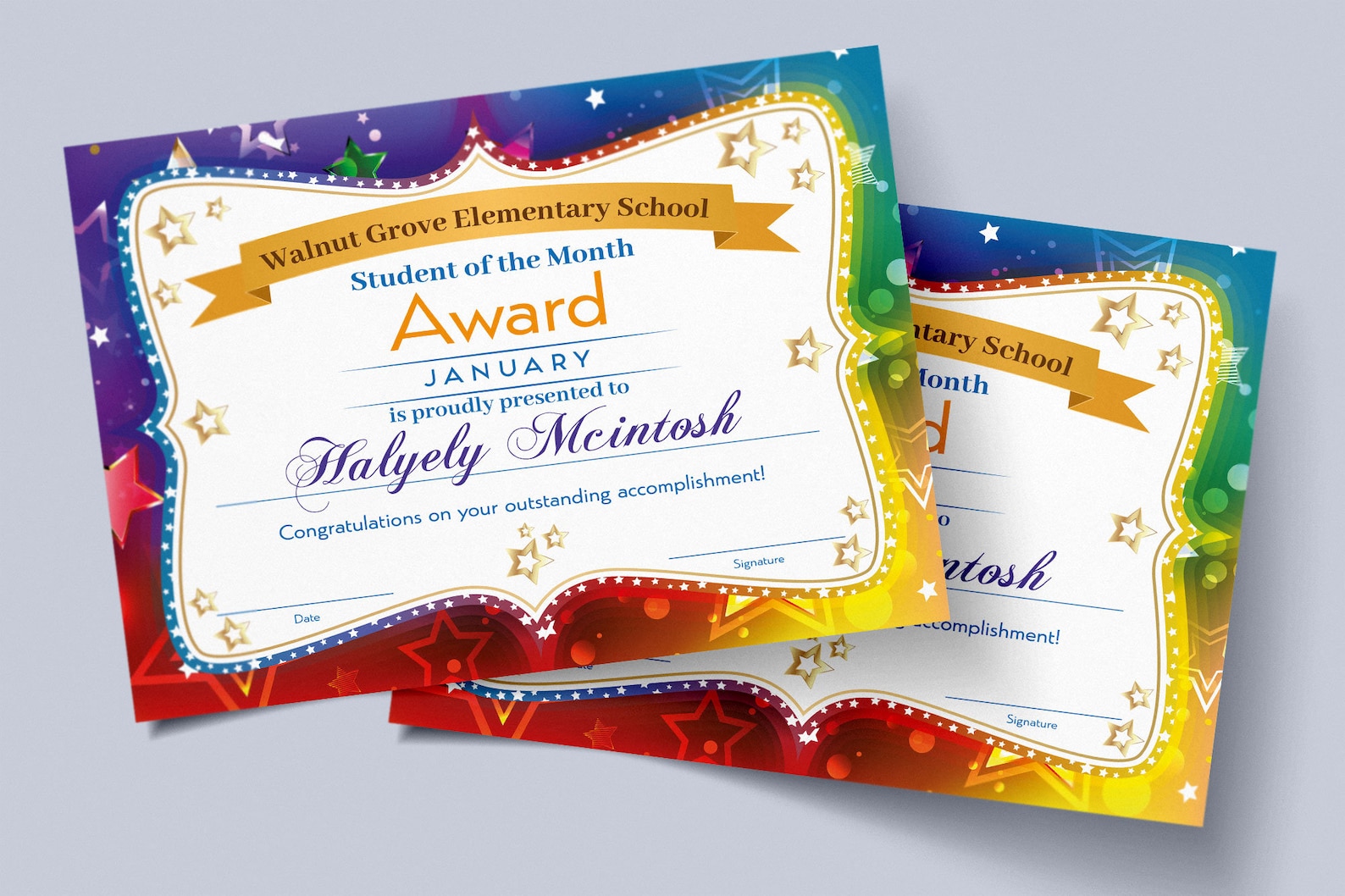 Student of the Month Certificate Template Colorful Student of - Etsy